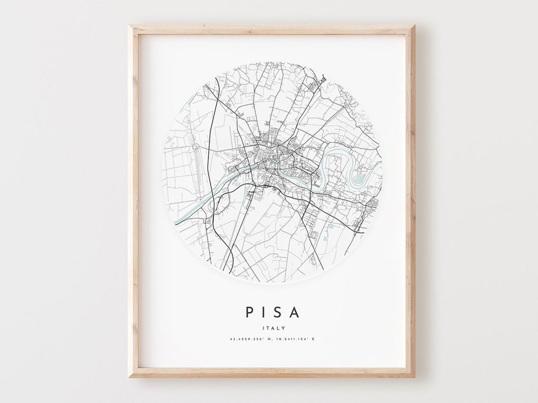 Pisa Map Print, Pisa Map Poster City Wall Art, Pisa Road Map, Pisa ...
