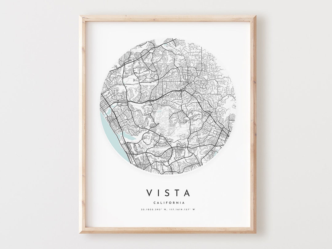 Vista Map Print, Vista Map Poster City Wall Art, Ca Road Map ...