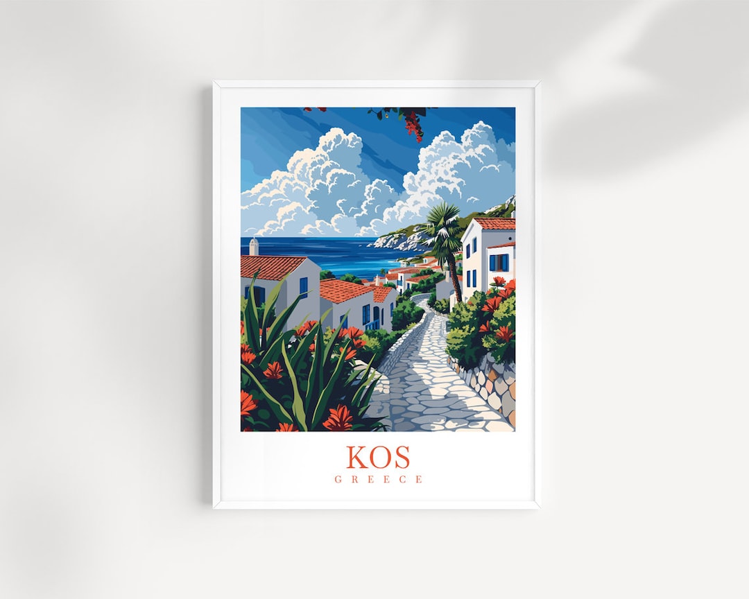 Kos Travel Print Kos Poster Wall Art Kos Greece Wall Hanging Home ...