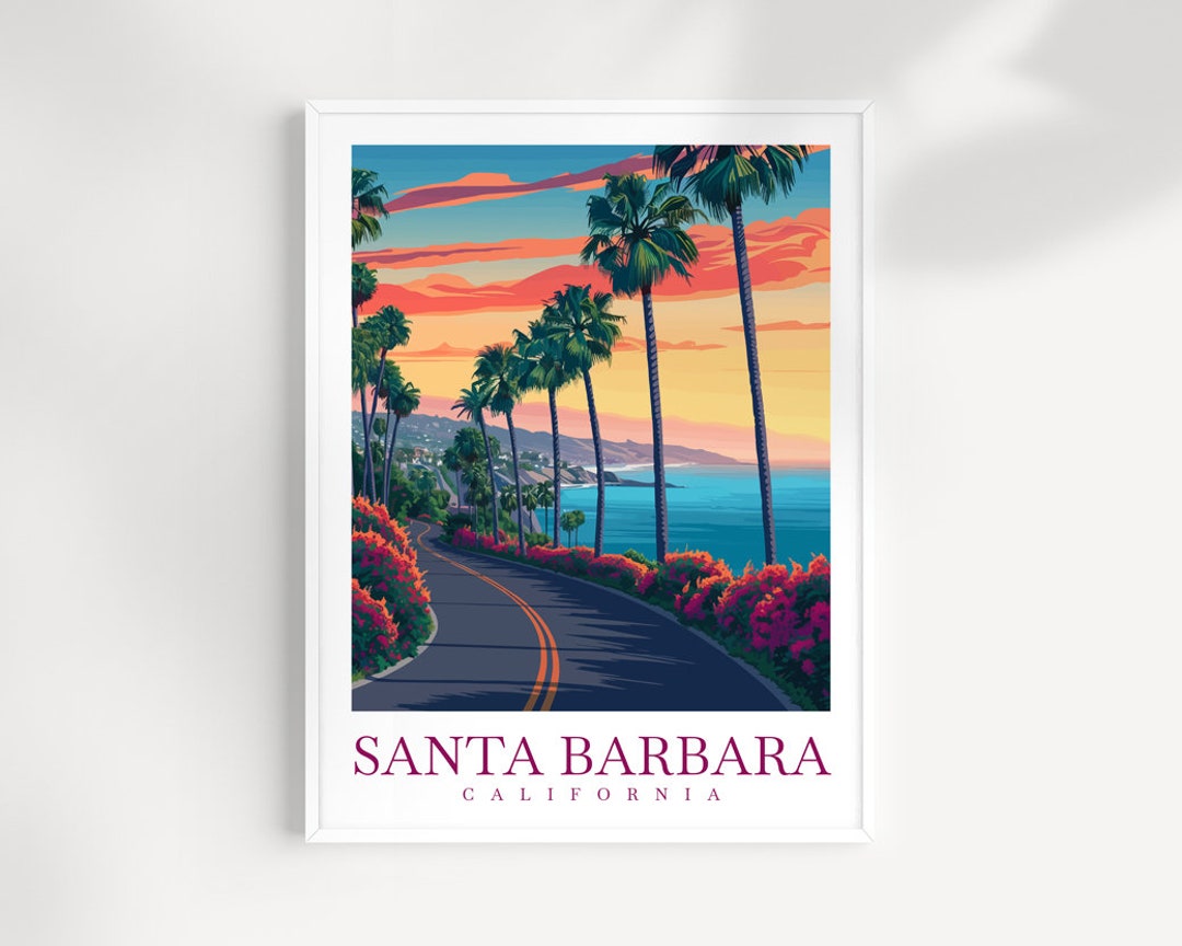 Santa Barbara Travel Print California Wall Art Santa Barbara Wall ...