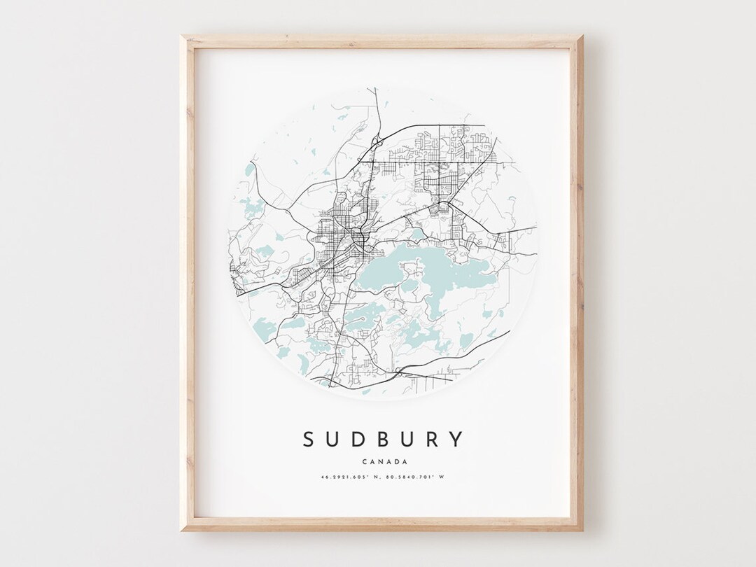 Sudbury Map Print, Sudbury Map Poster City Wall Art, Sudbury Road Map ...