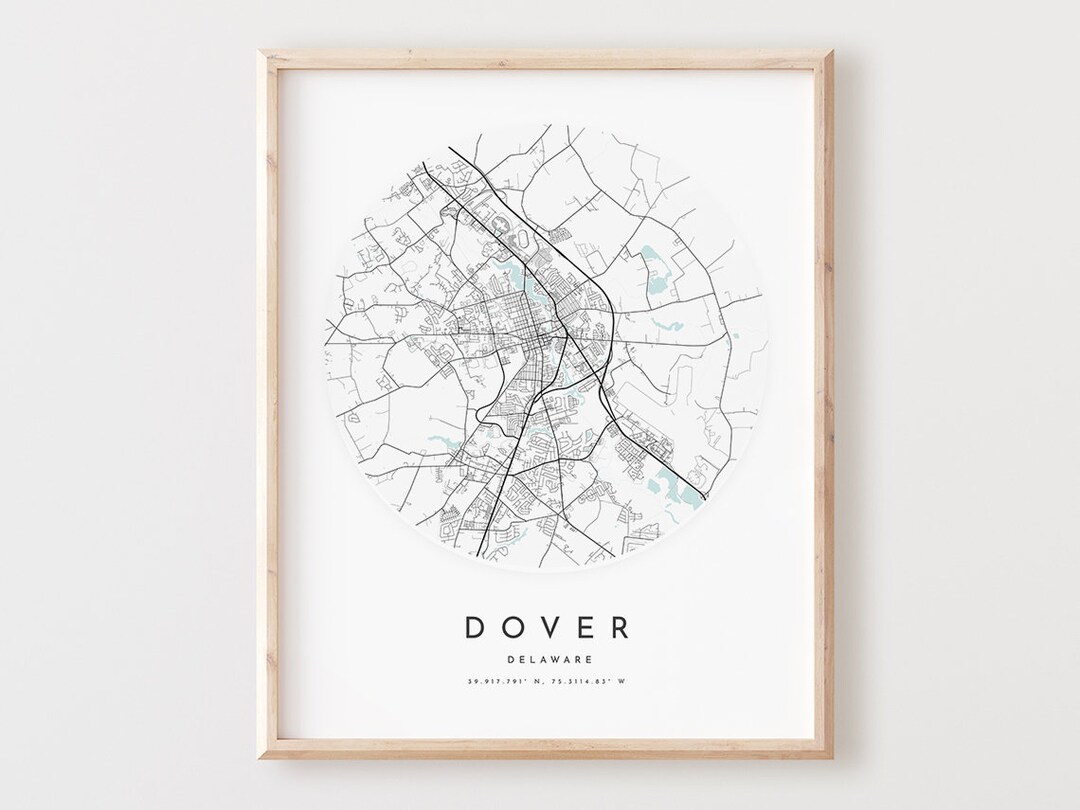 Dover Map Print, Dover Map Poster City Wall Art, De Road Map, Delaware ...
