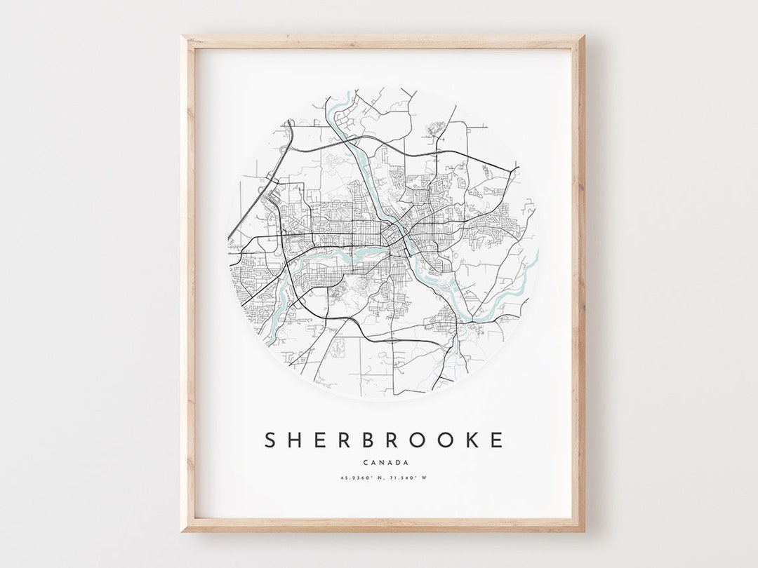 Sherbrooke Map Print, Sherbrooke Map Poster City Wall Art, Sherbrooke ...