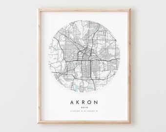 Akron, OH City Limits Map Print - Etsy