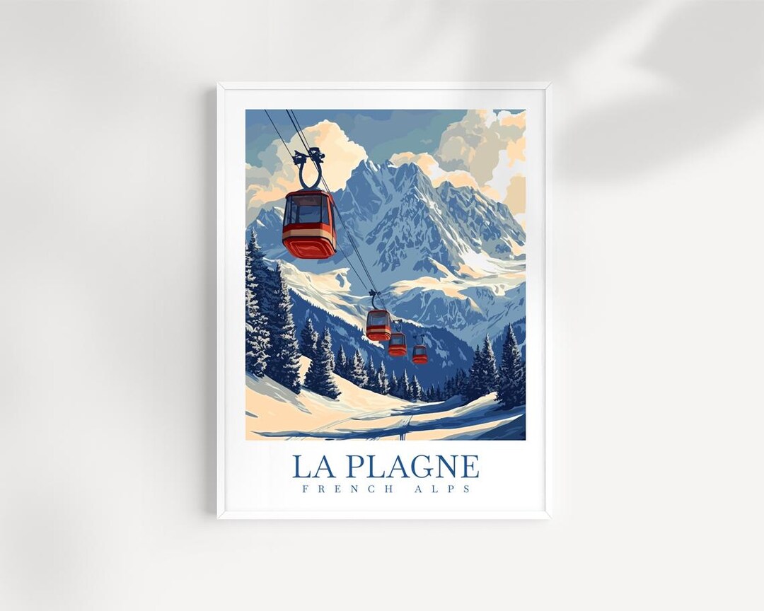 French Alps Travel Wall Art Print – Mountain Landscape, Ski Resort ...