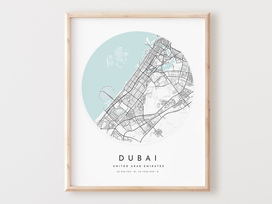 Dubai Map Print, Dubai Map Poster City Wall Art, Dubai Road Map, Dubai ...