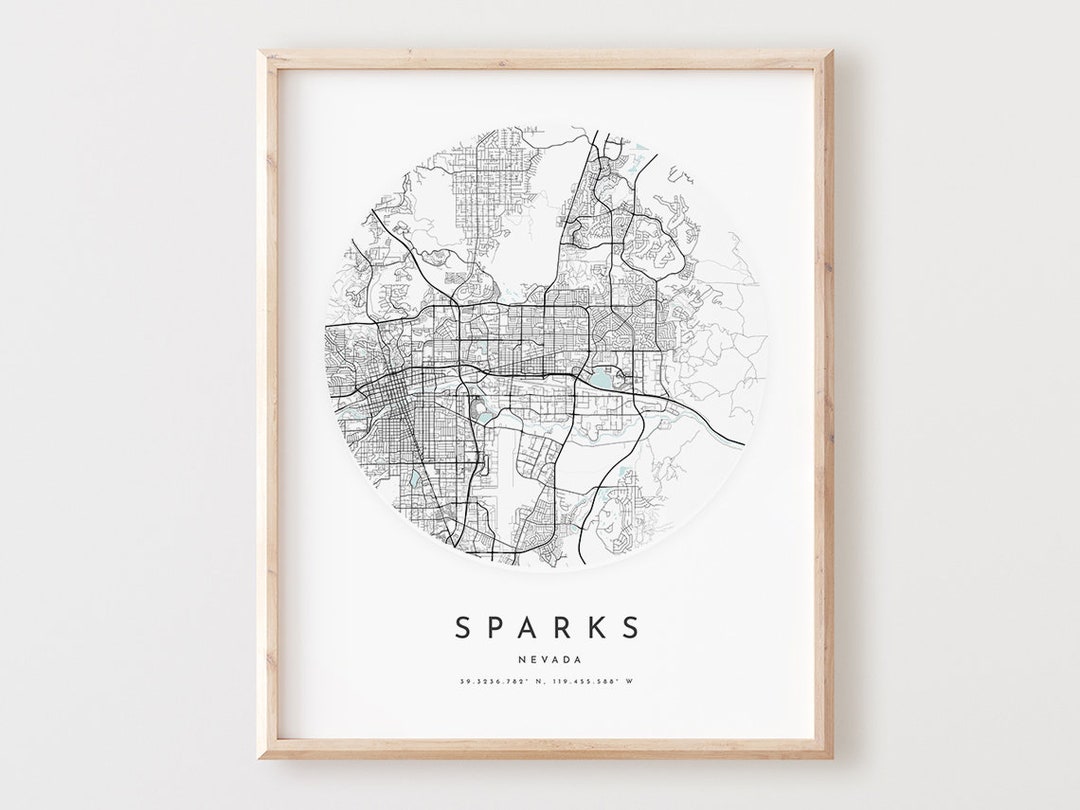 Sparks Map Print, Sparks Map Poster City Wall Art, Nv Road Map, Nevada ...