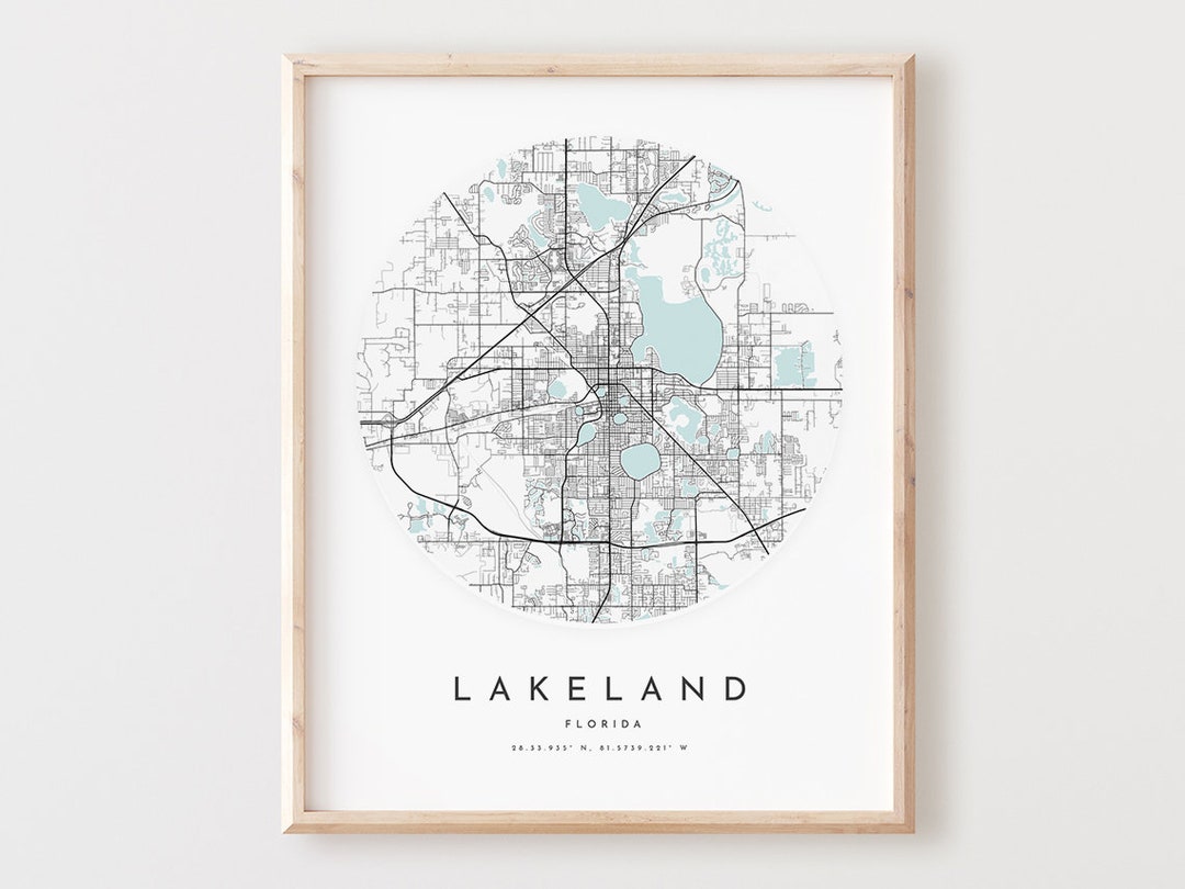 Lakeland Map Print, Lakeland Map Poster City Wall Art, Fl Road Map ...
