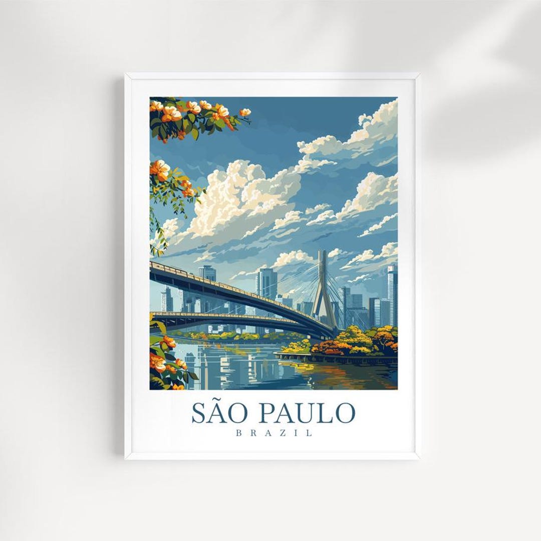 Sao Paulo Travel Print Brazil Poster Wall Art Sao Paulo Wall Hanging ...