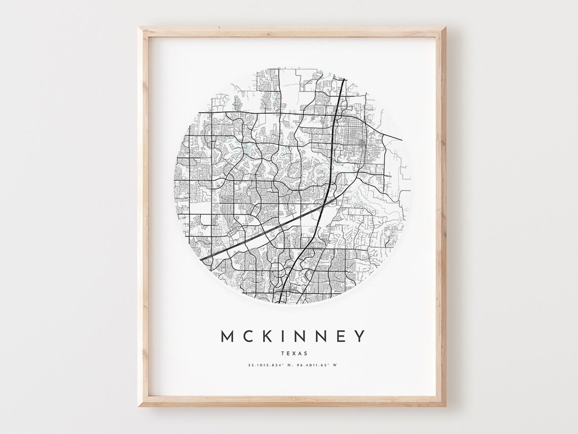 Mckinney Map Print, Mckinney Map Poster City Wall Art, Tx Road Map ...
