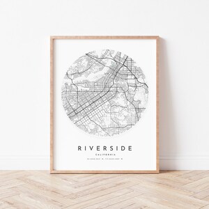 Riverside Map Print, Riverside Map Poster City Wall Art, Ca Road Map ...