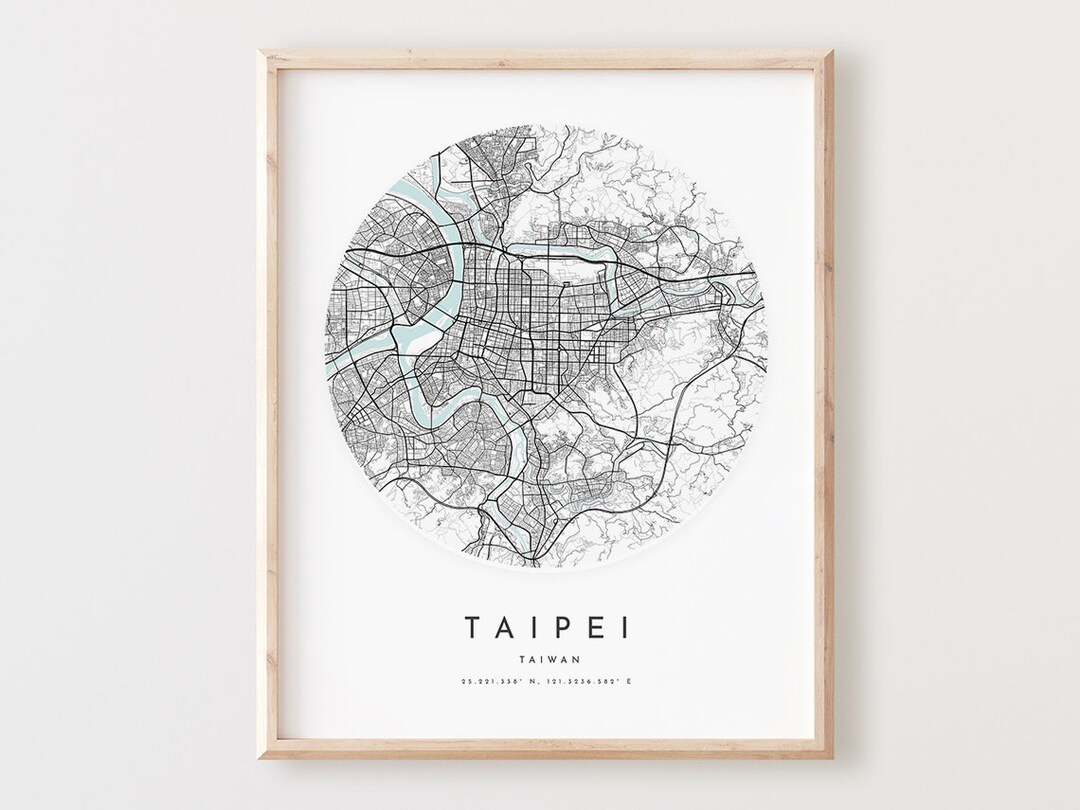 Taipei Map Print, Taipei Map Poster City Wall Art, Taipei Road Map ...