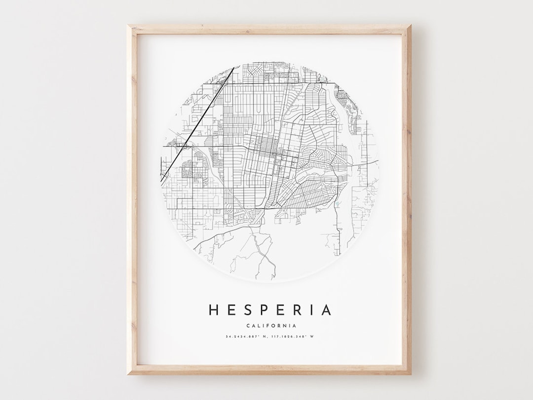 Hesperia Map Print Hesperia Map Poster City Wall Art Ca Road - Etsy