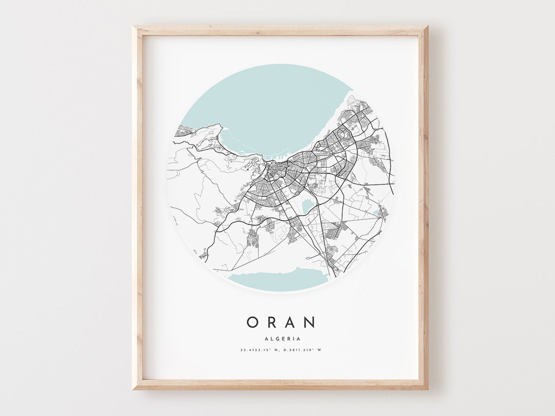 Oran Map Print Oran Map Poster City Wall Art Oran Road Map | Etsy