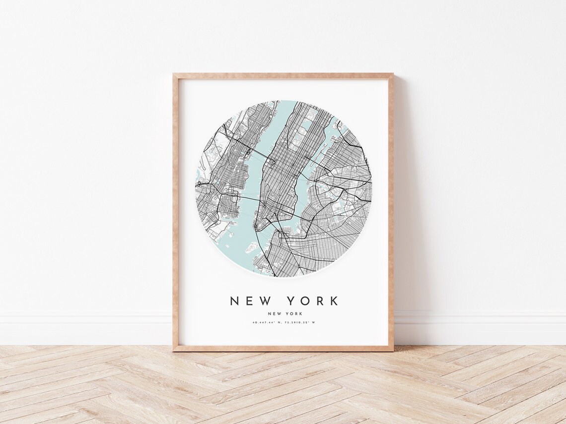 New York Map Print New York Map Poster City Wall Art Ny Road | Etsy
