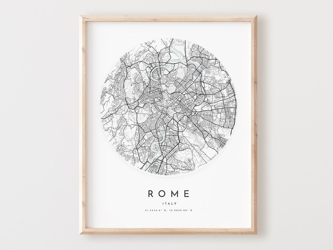 Rome Map Print, Rome Map Poster City Wall Art, Rome Road Map, Rome ...