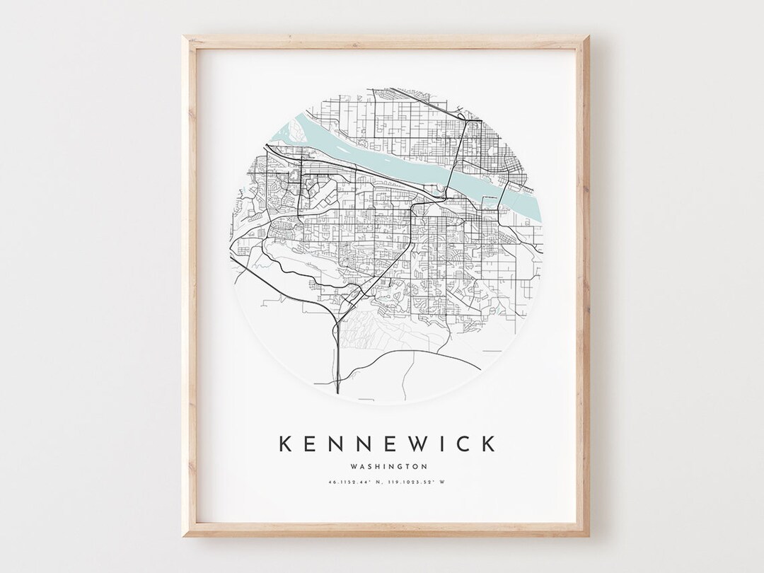 Kennewick Map Print Kennewick Map Poster City Wall Art Wa - Etsy