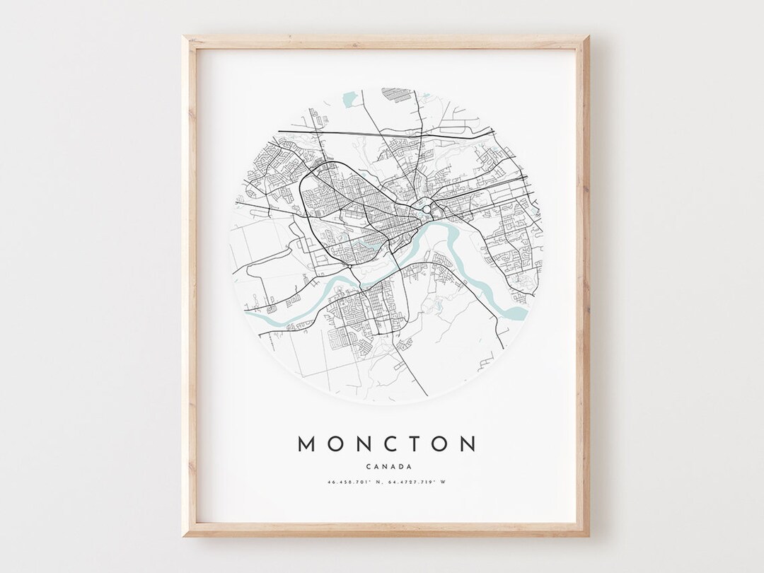 Moncton Map Print, Moncton Map Poster City Wall Art, Moncton Road Map ...