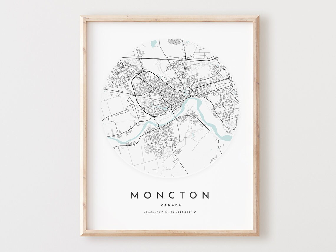Moncton Map Print Moncton Map Poster City Wall Art Moncton - Etsy UK