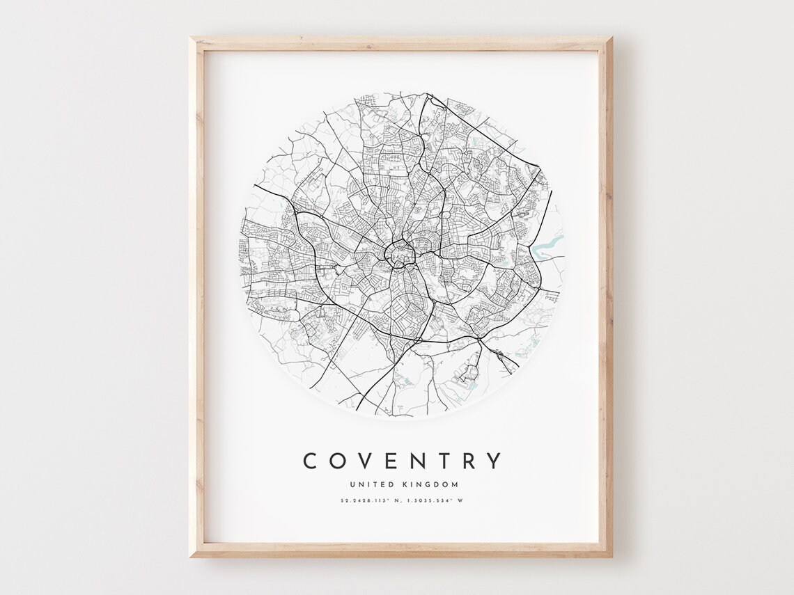 Coventry Map Print Coventry Map Poster City Wall Art - Etsy