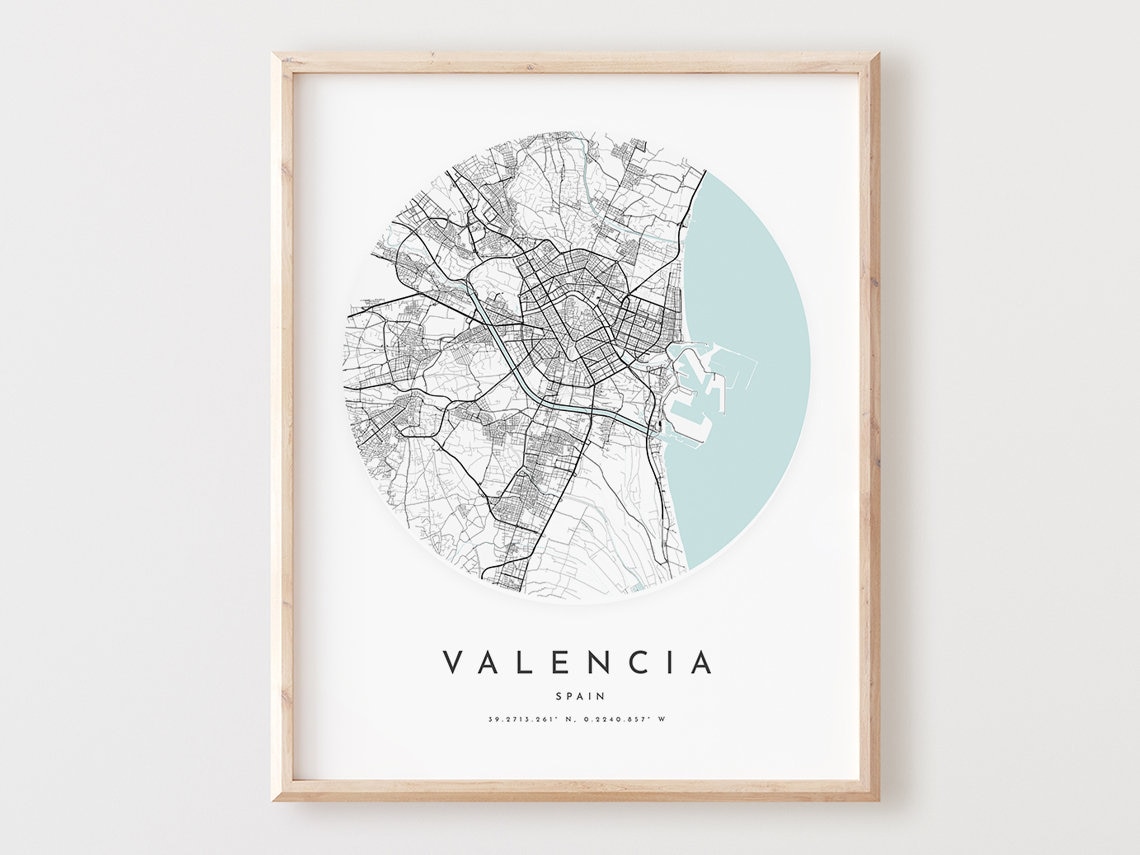 Valencia Map Print Valencia Map Poster City Wall Art - Etsy
