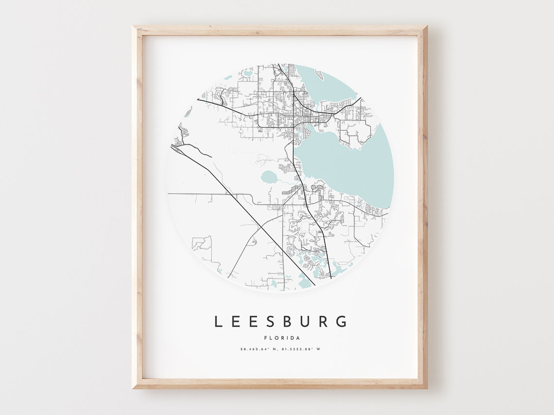Leesburg Map Print, Leesburg Map Poster City Wall Art, Fl Road Map ...