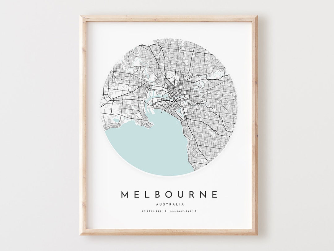 Melbourne Map Print, Melbourne Map Poster City Wall Art, Melbourne Road ...