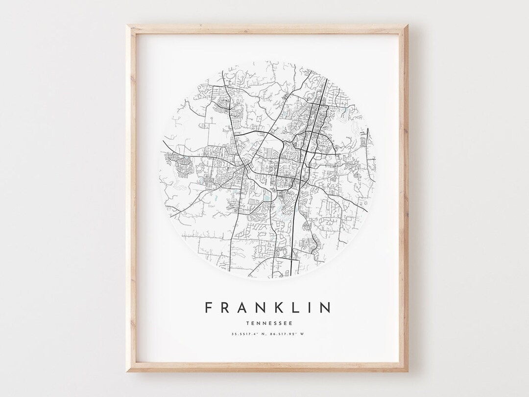 Franklin Tennessee Map Print: Modern City Wall Art - Etsy