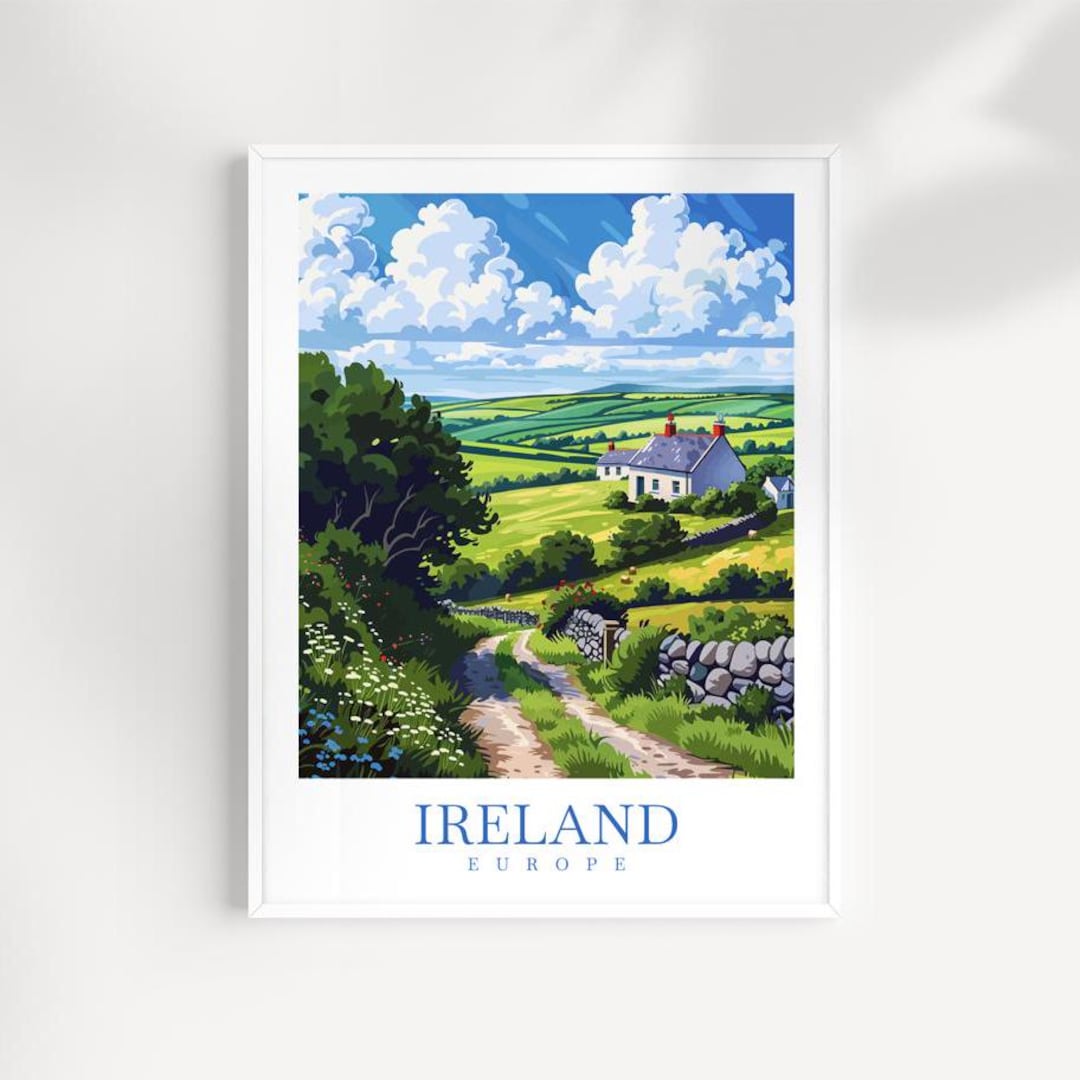 Ireland Travel Poster: Irish Countryside Art Print - Etsy