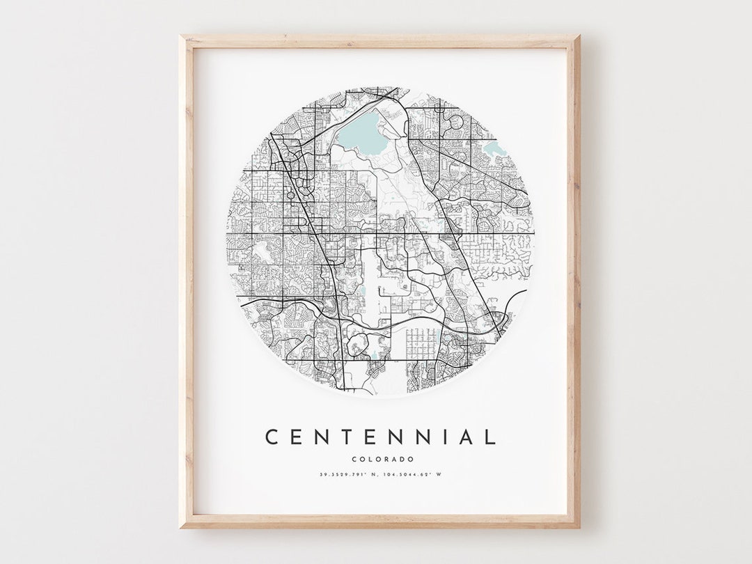 Centennial Map Print, Centennial Map Poster City Wall Art, Co Road Map ...