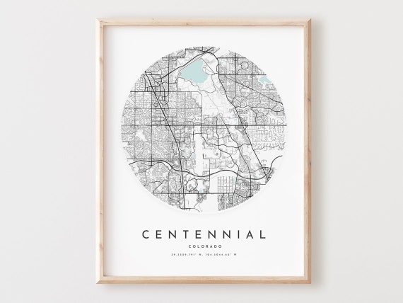 Centennial Map Print Centennial Map Poster City Wall Art Co | Etsy