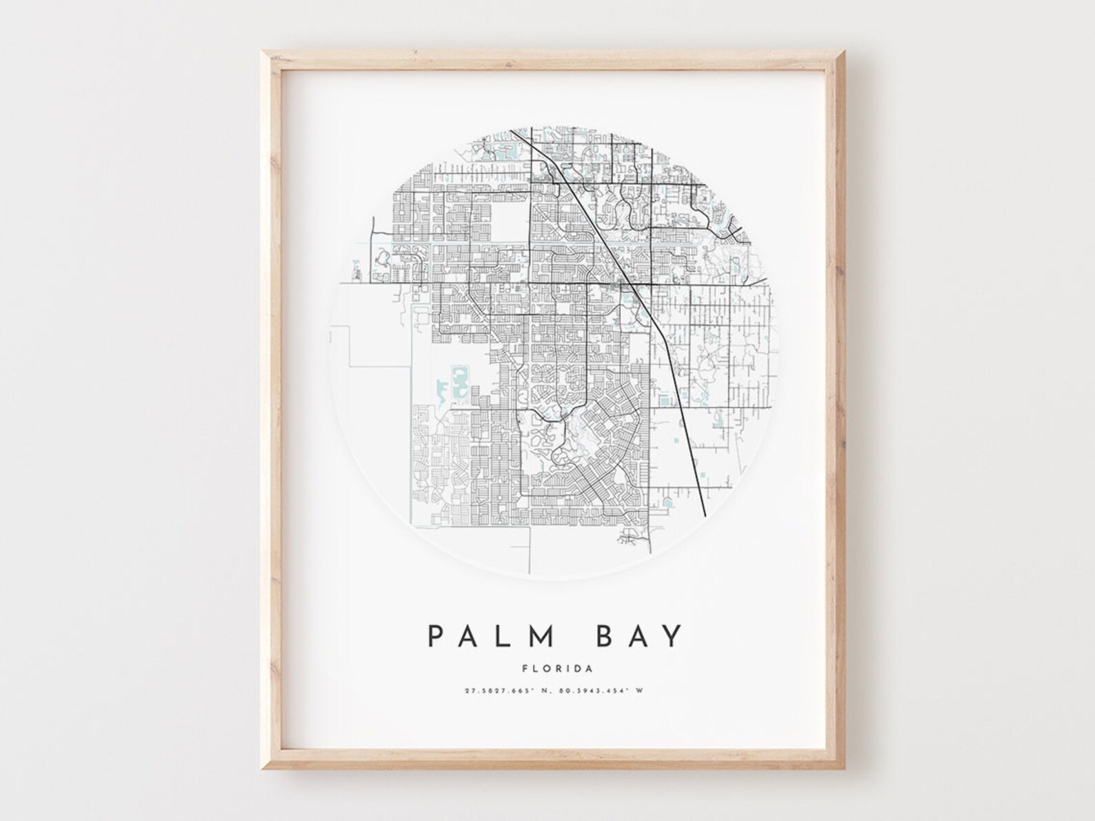 Palm Bay Map Print Palm Bay Map Poster City Wall Art Fl Road - Etsy