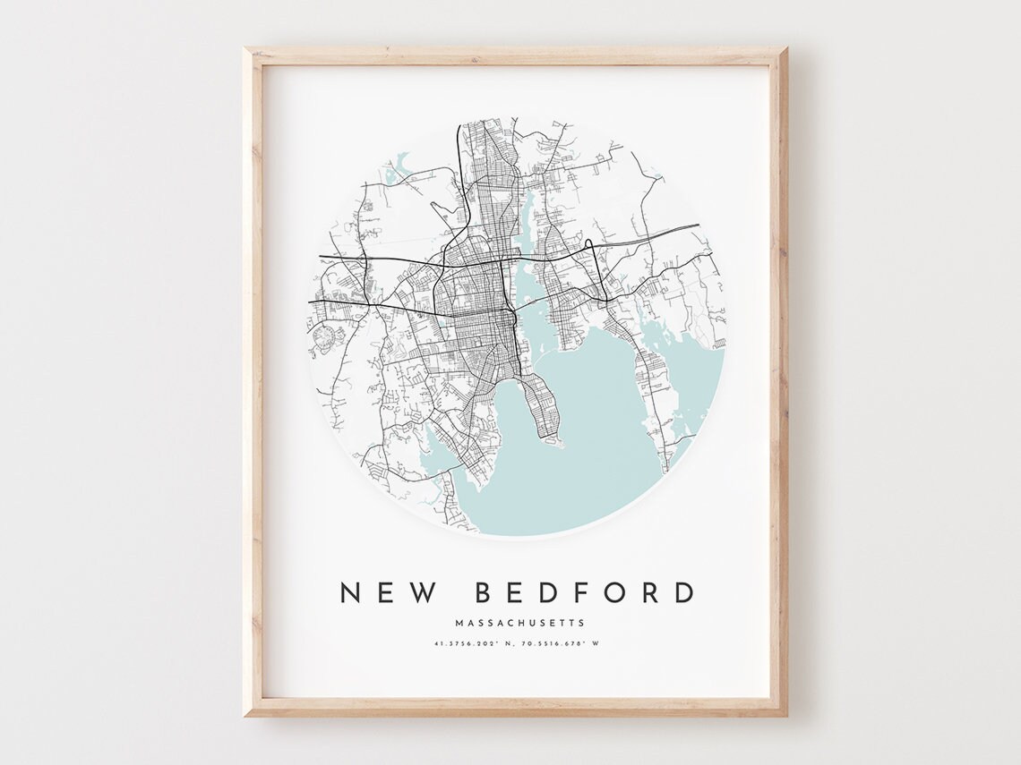 New Bedford Map Print New Bedford Map Poster City Wall Art - Etsy
