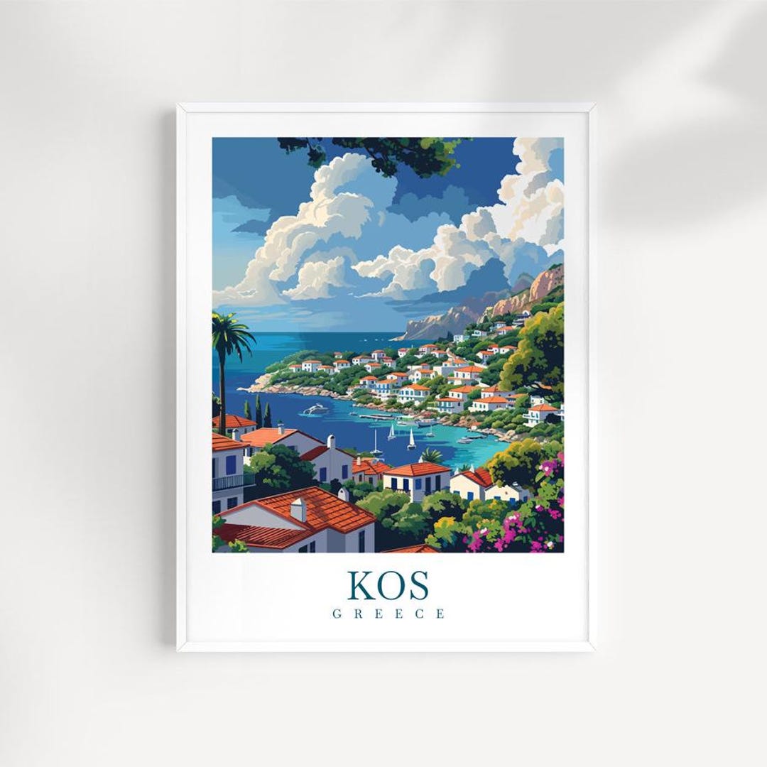 Kos Travel Print Kos Poster Wall Art Kos Greece Wall Hanging Home ...