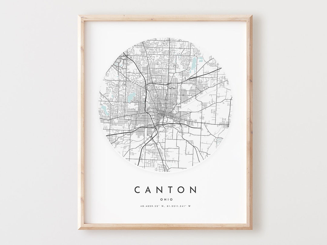 Canton Map Print, Canton Map Poster City Wall Art, Oh Road Map, Ohio ...