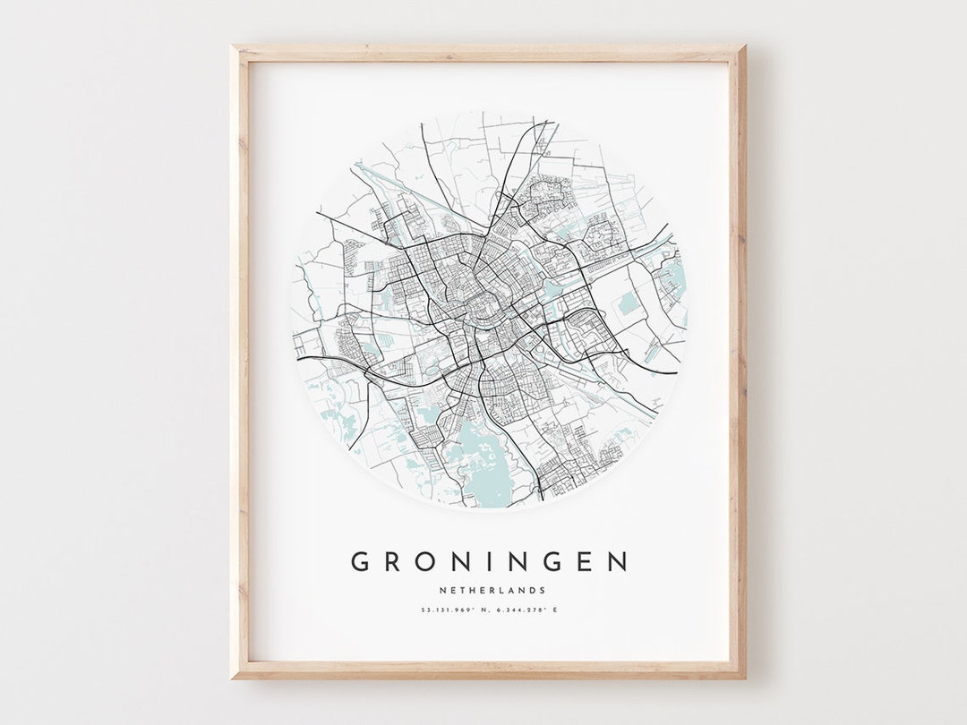 Groningen Map Print, Groningen Map Poster City Wall Art, Groningen Road ...