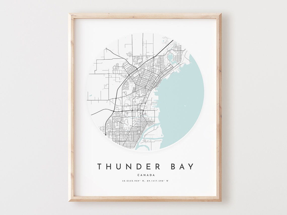 Thunder Bay Map Print, Thunder Bay Map Poster City Wall Art, Thunder ...
