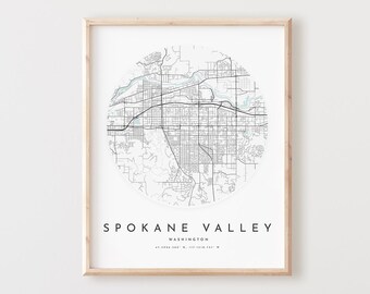 Spokane Valley Map Print, Spokane Valley Map Poster Wall Art, Wa City ...