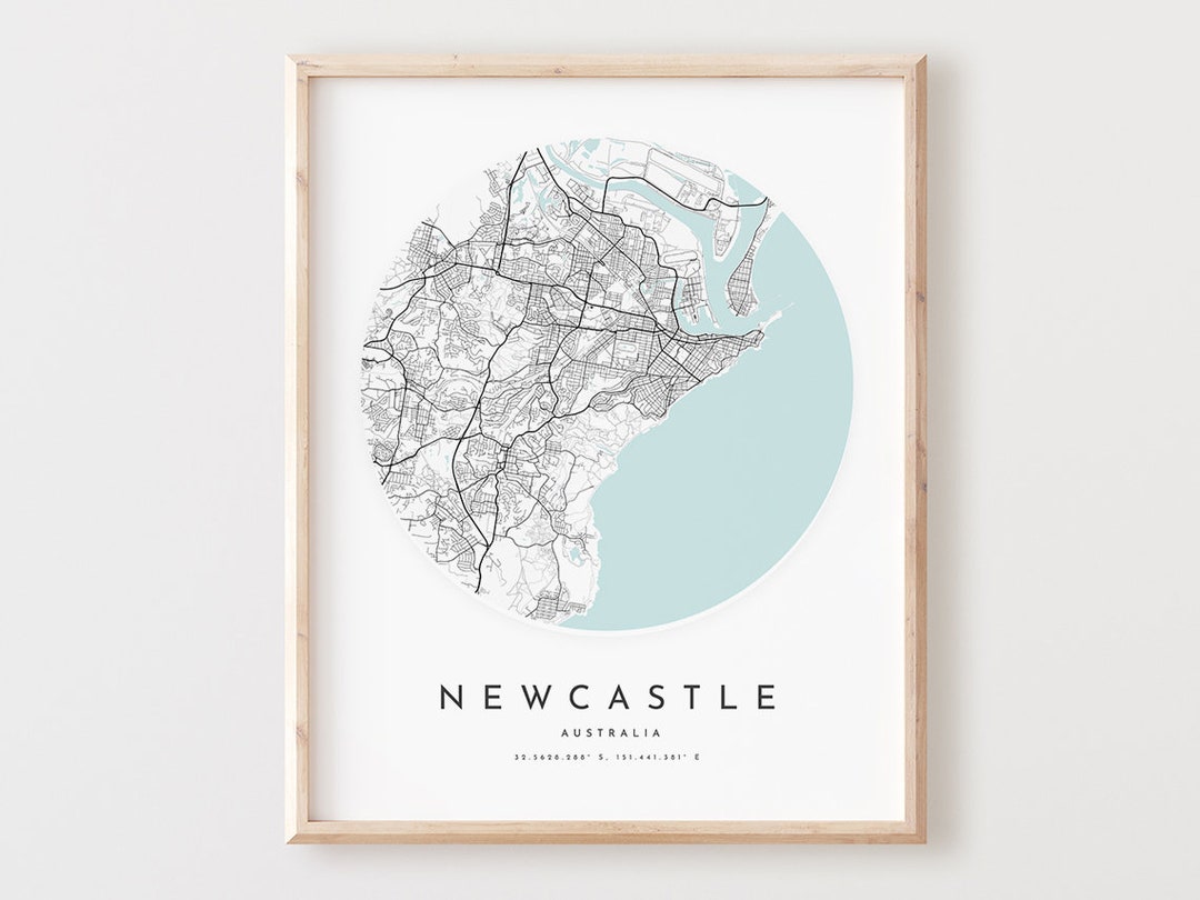 Newcastle Map Print, Newcastle Map Poster City Wall Art, Newcastle Road ...