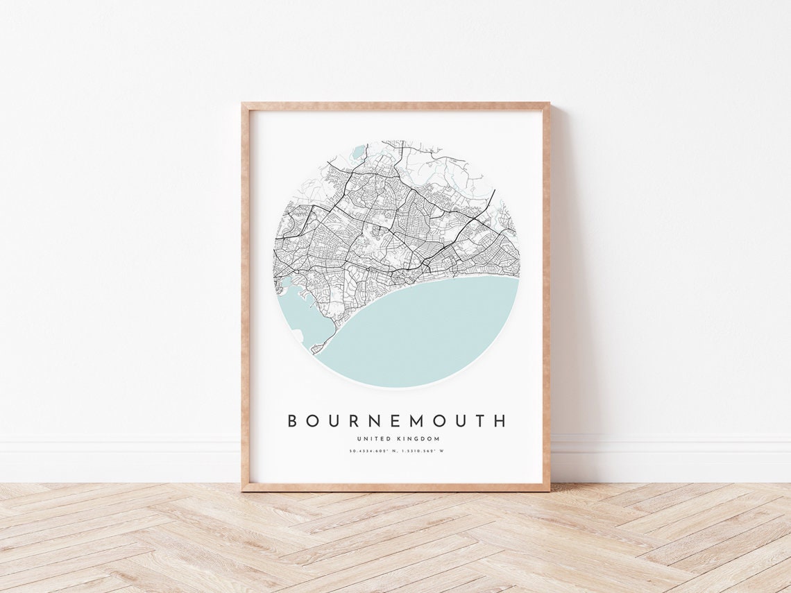 Bournemouth Map Print Bournemouth Map Poster City Wall Art - Etsy UK