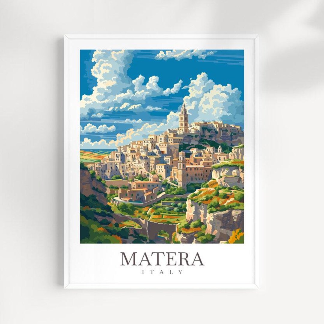 Matera Viagem Impressão Arte Pôster Itália Arte de Parede Decoração ...