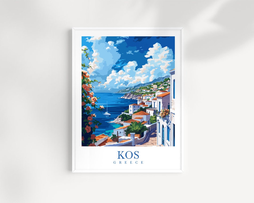 Kos Travel Print Kos Poster Wall Art Kos Greece Wall Hanging Home ...