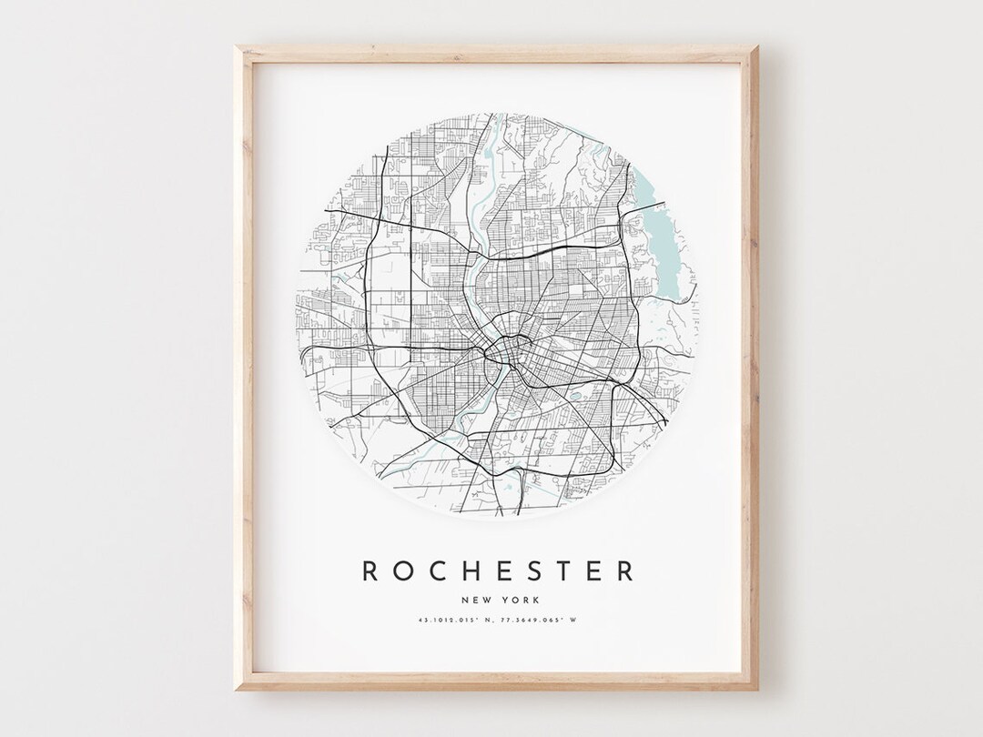Rochester Map Print, Rochester Map Poster City Wall Art, Ny Road Map ...