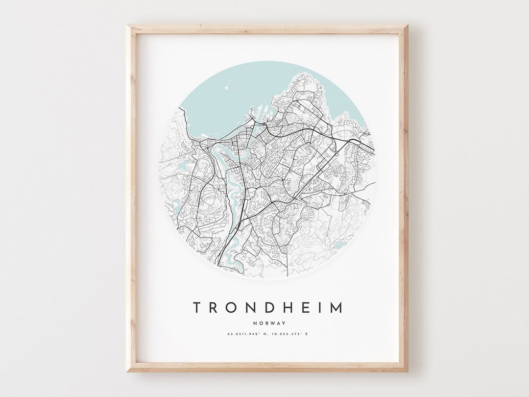 Trondheim Map Print, Trondheim Map Poster City Wall Art, Trondheim Road ...