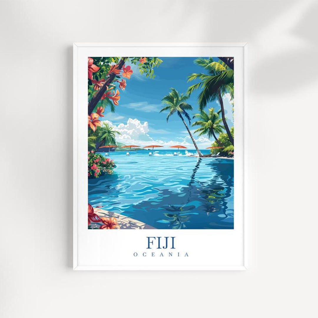 Fiji Travel Print Oceania Wall Art Fiji Poster Oceania Wall Hanging ...
