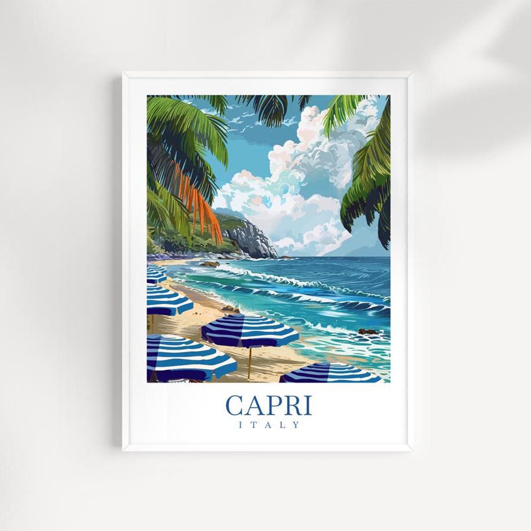 Capri Beach Travel Print Wall Art Capri Italy Wall Hanging Home ...