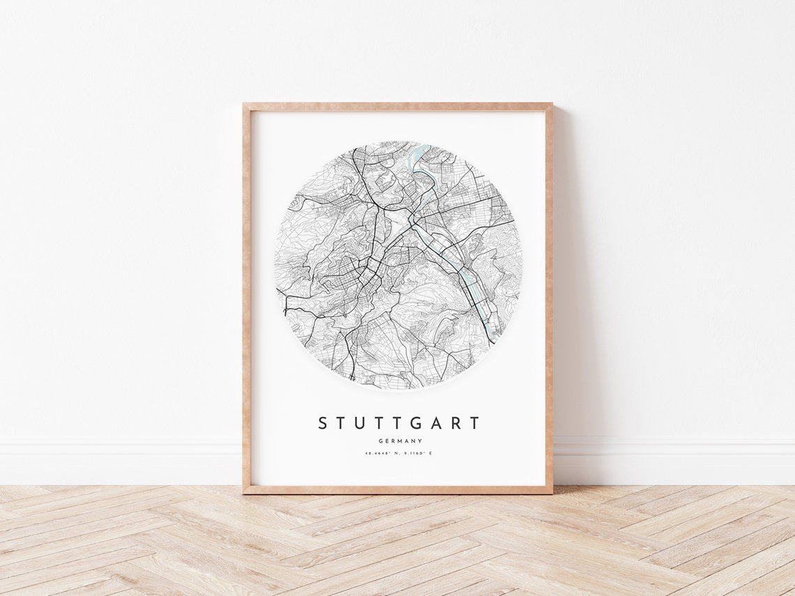 Stuttgart Map Print Stuttgart Map Poster City Wall Art - Etsy