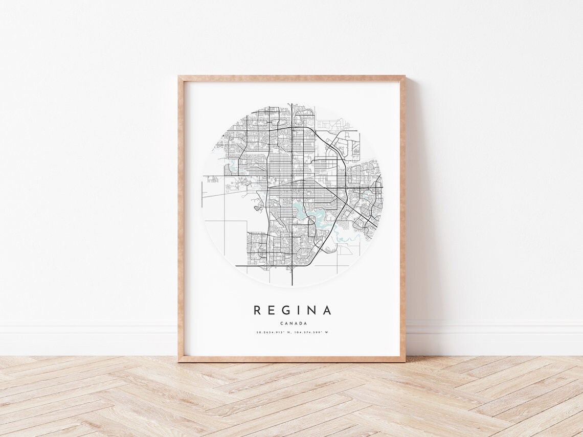 Regina Map Print, Regina Map Poster City Wall Art, Regina Road Map ...