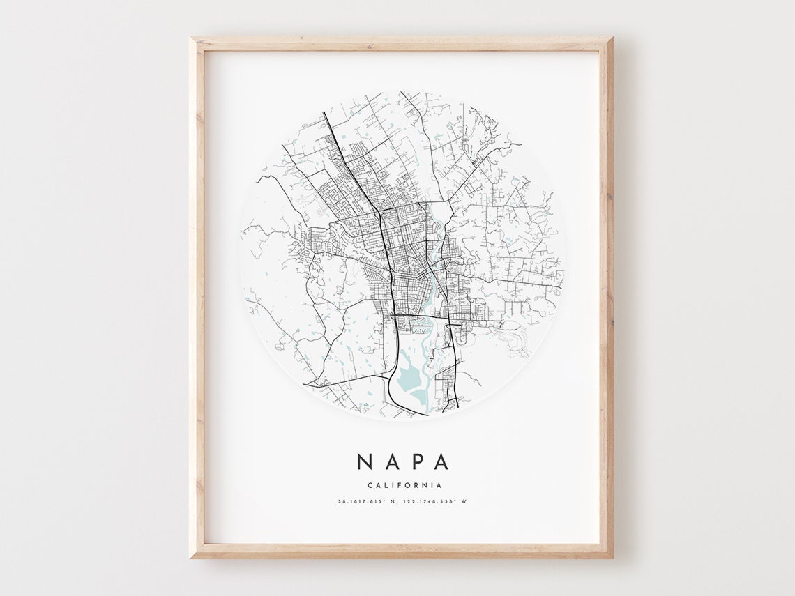 Napa Map Print, Napa Map Poster City Wall Art, Ca Road Map, California ...