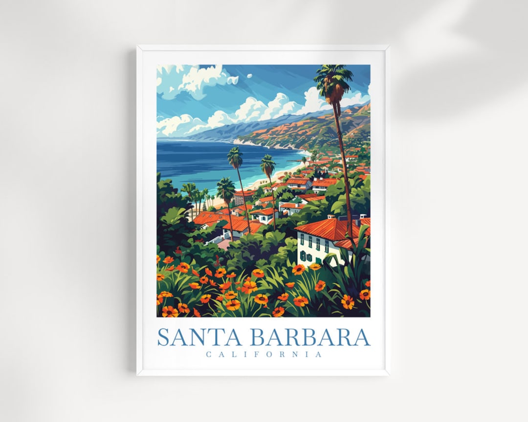 Santa Barbara Poster Travel Print California Wall Art Santa Barbara ...